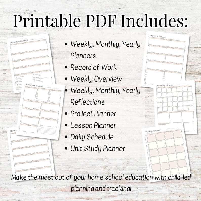 Neutral Homeschool Planner Printable, Minimalist Boho Unschooling ...