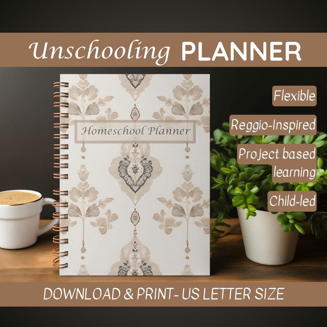 Neutral Homeschool Planner Printable, Minimalist Boho Unschooling ...