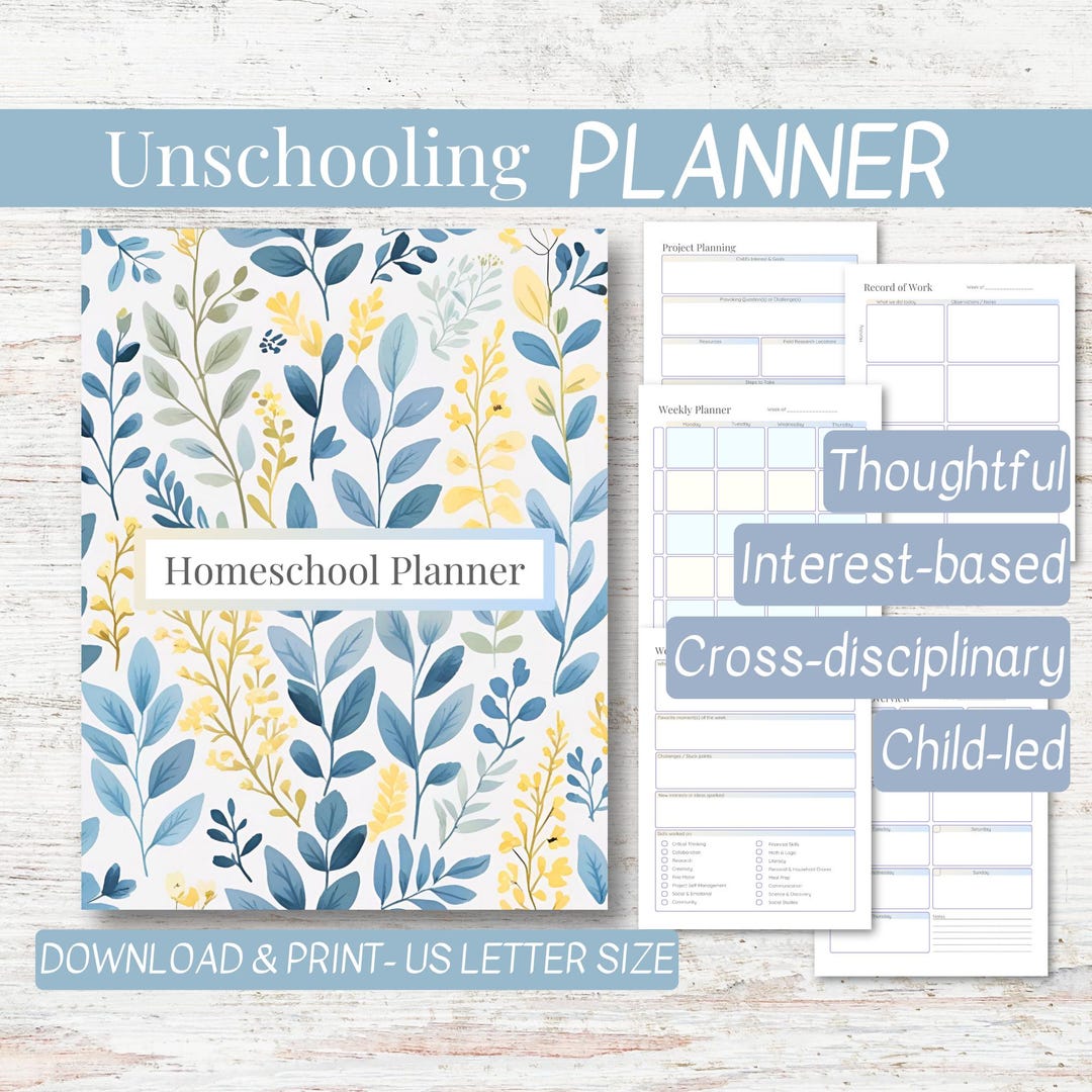 Unschooling Planner Printable, Child-led Homeschooling, Project-based ...