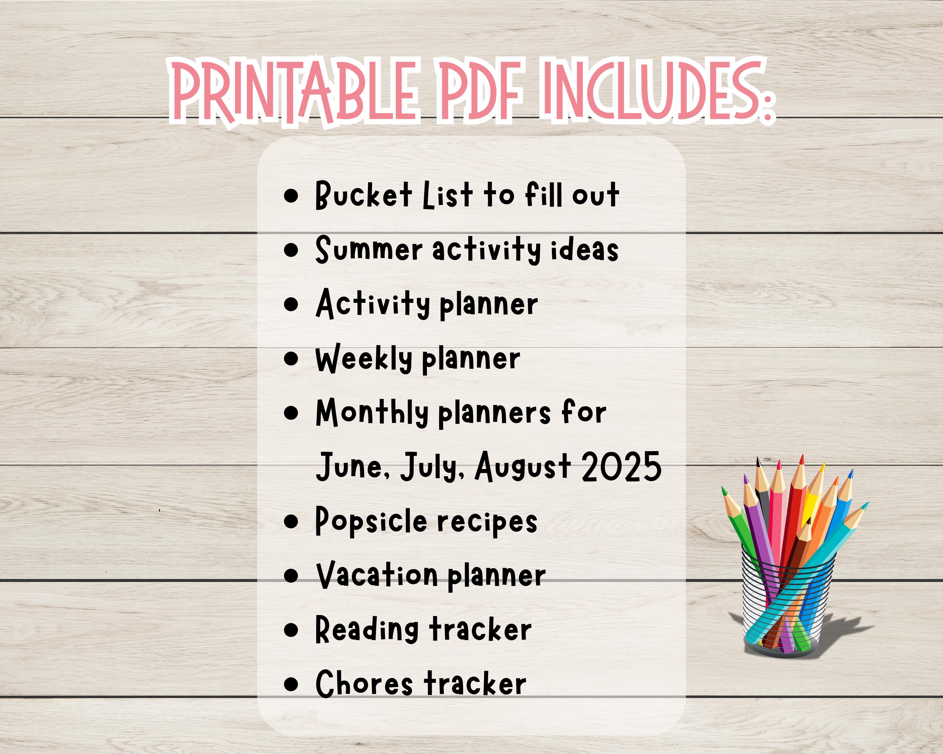 2025 Kids Summer Planner, Printable Summer Planner, Activity Book ...