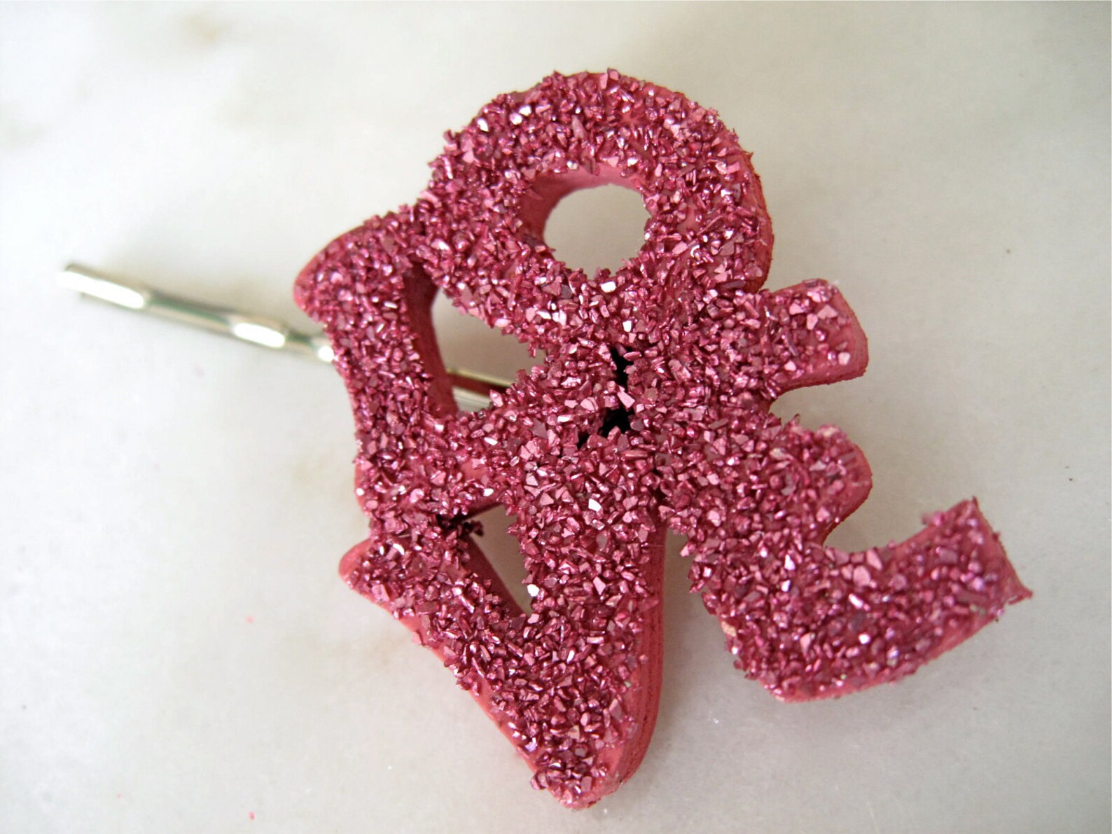 Glitter love Hair Pin - Etsy