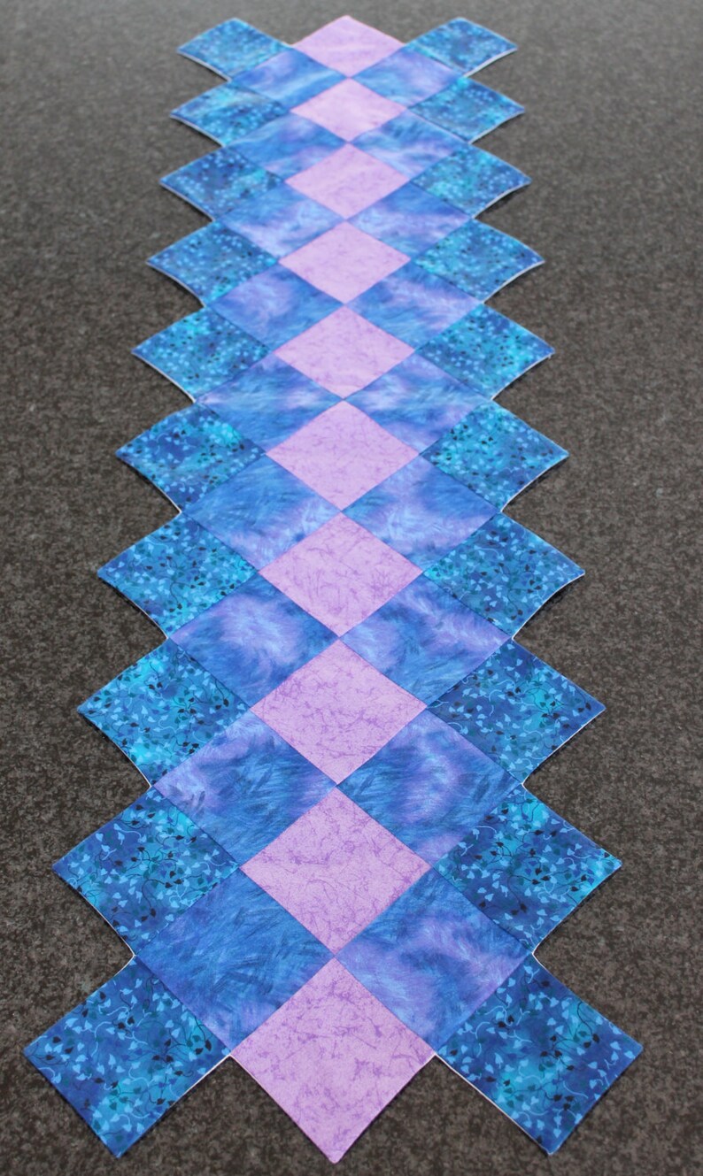 Blue and Lavender Table Runner - Etsy