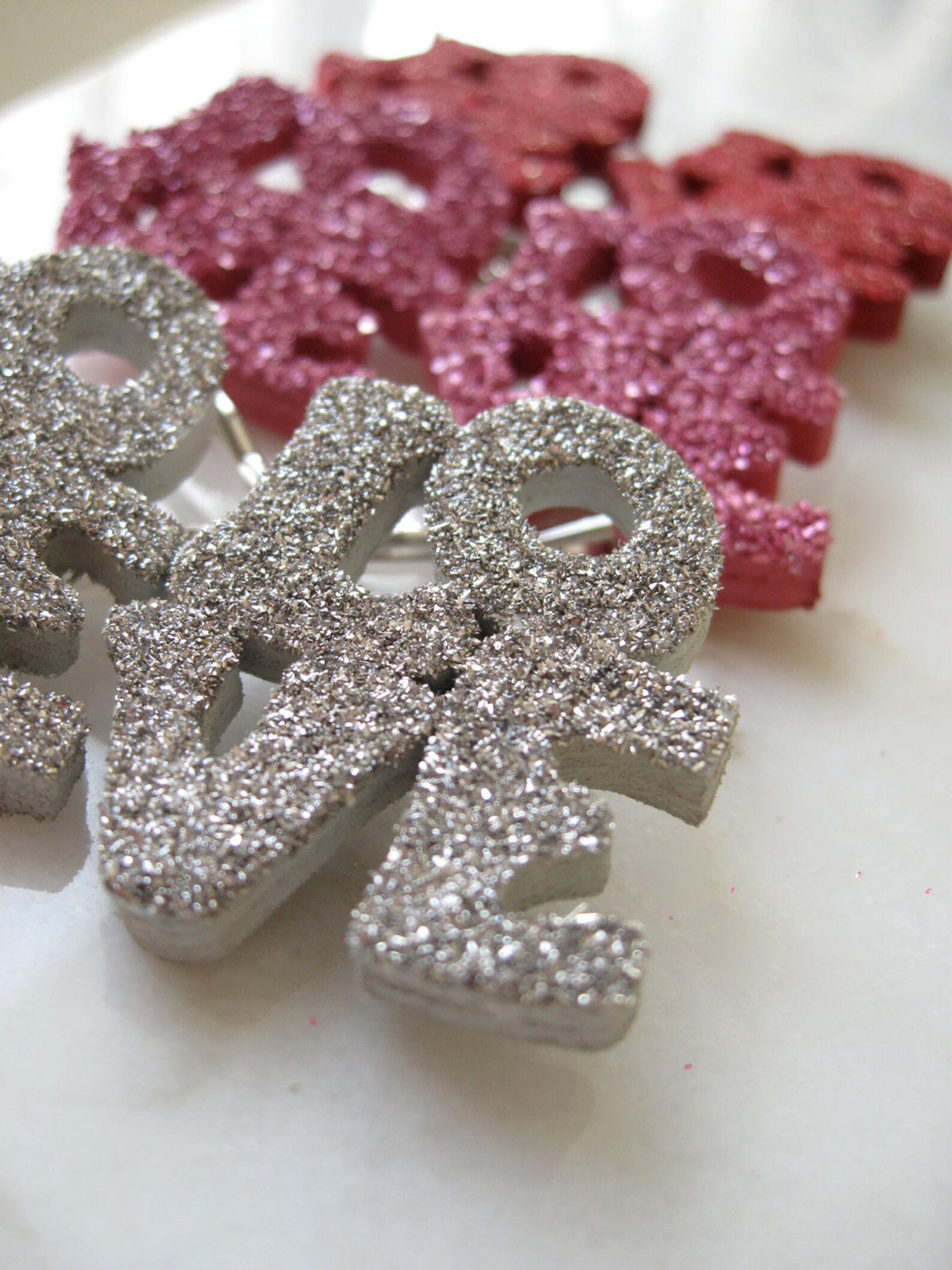 Glitter love Hair Pin - Etsy