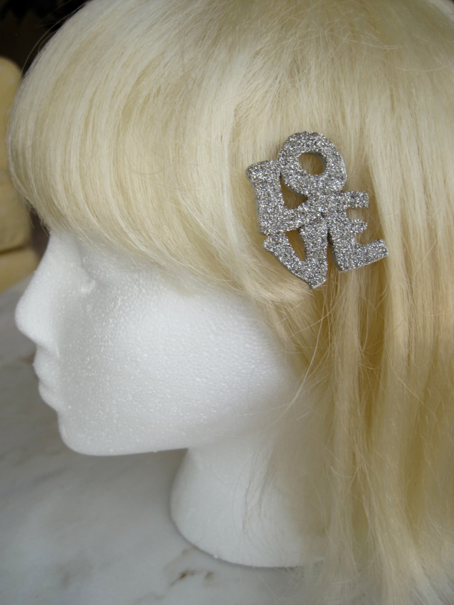 Glitter love Hair Pin - Etsy
