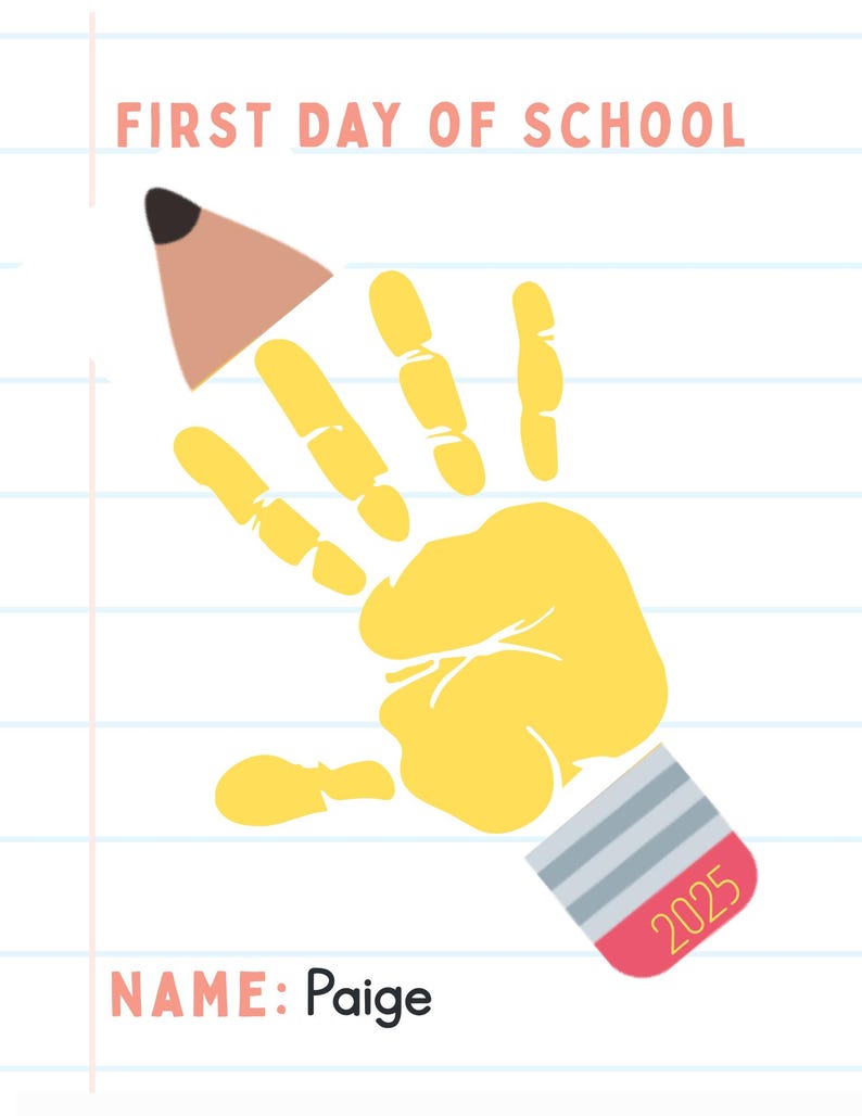 First Day of School Handprint Craft | Printable Back to School Keepsake ...