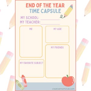 End of Year Time Capsule for Preschool, Kindergarten and Homeschool - Etsy