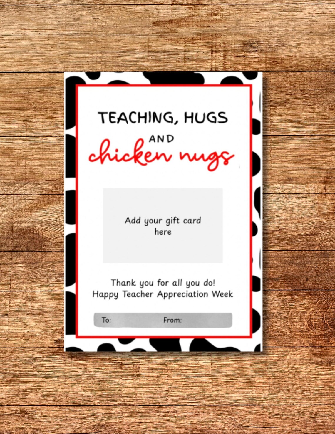 Chick Fil-a Gift Card Holder / Teaching, Hugs and Nugs / Teacher Gift ...