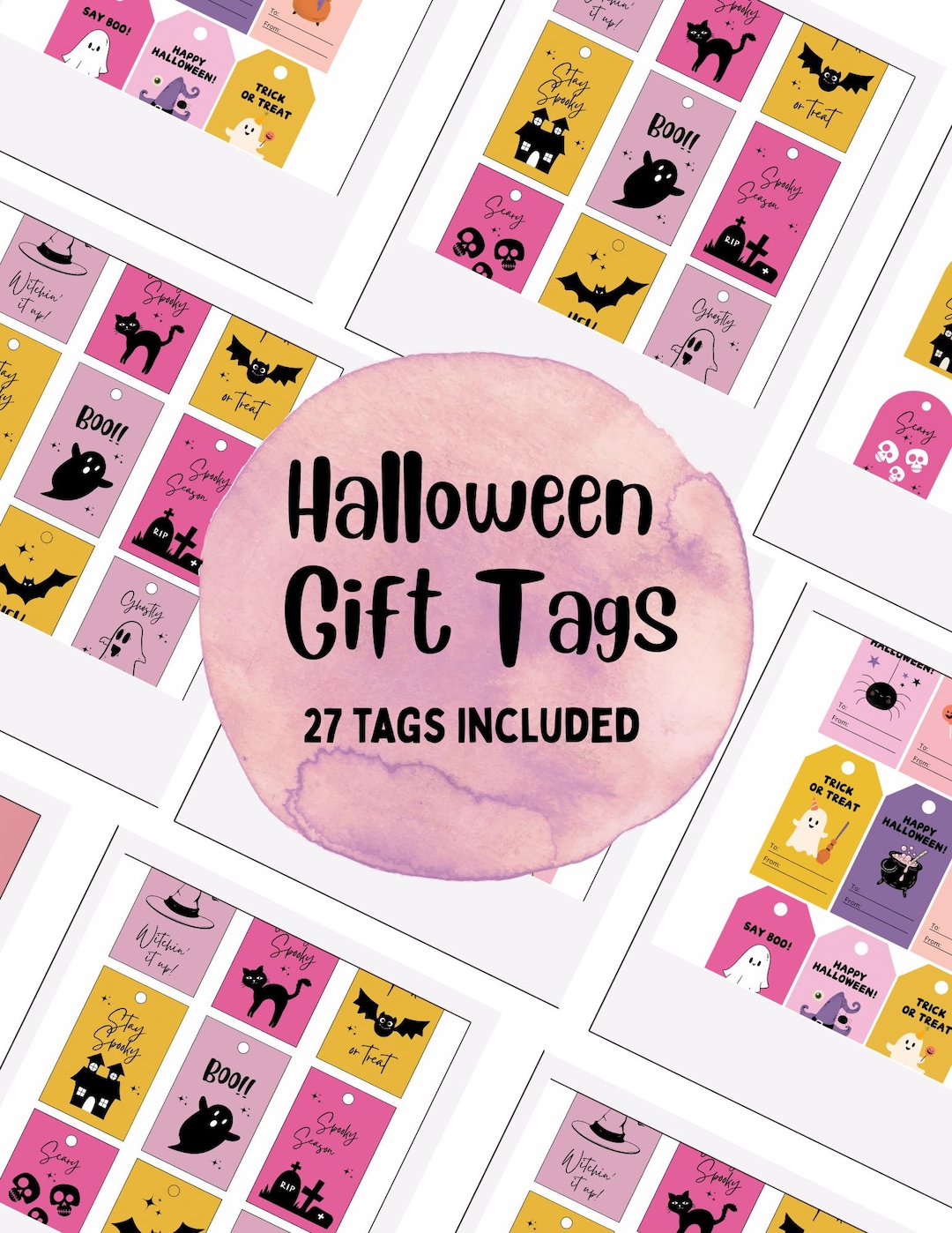 Cute Halloween Printable Gift Tags | 27 Tags Included | Spooky Season ...
