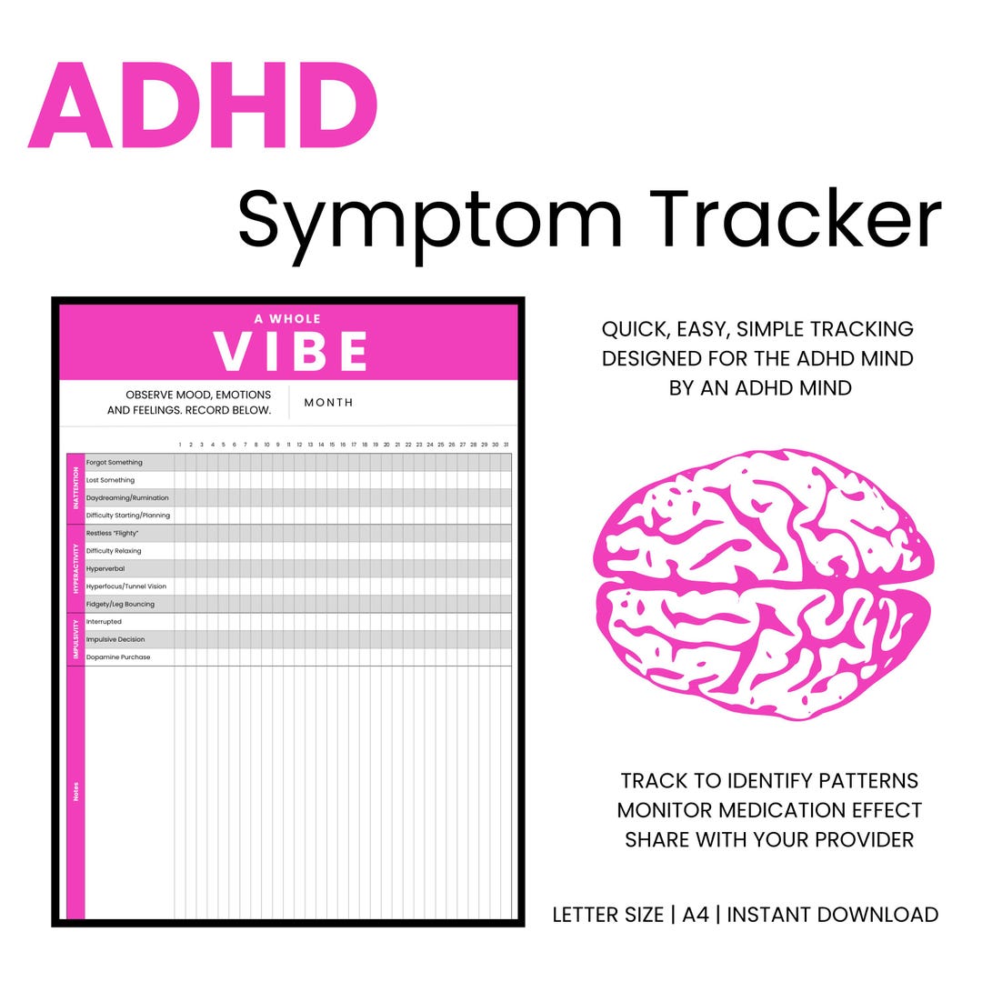 ADHD Symptom Tracker: Mood & Medication (digital Download) - Etsy