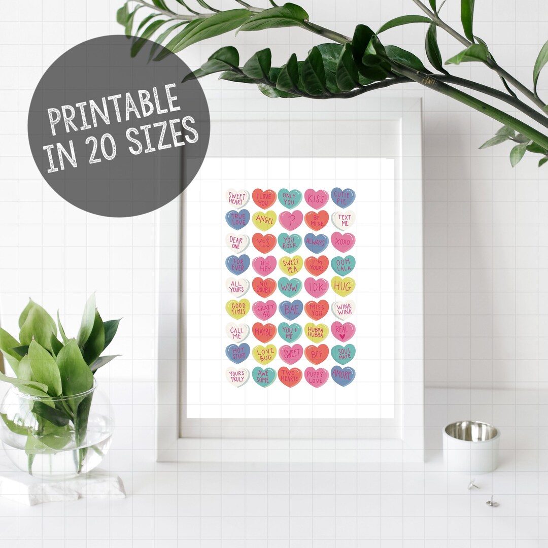 Conversation Hearts Digital Print// Digital Download // Printable Wall ...