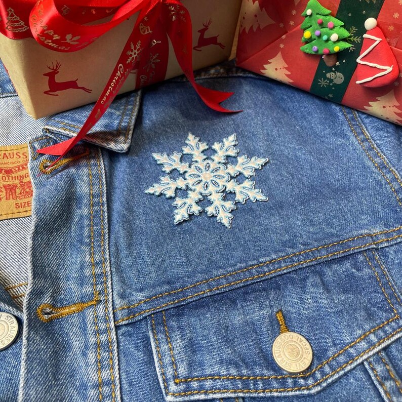 Snowflake Patch | Christmas Snowflake Applique Embroidered Patch | 3.5 ...