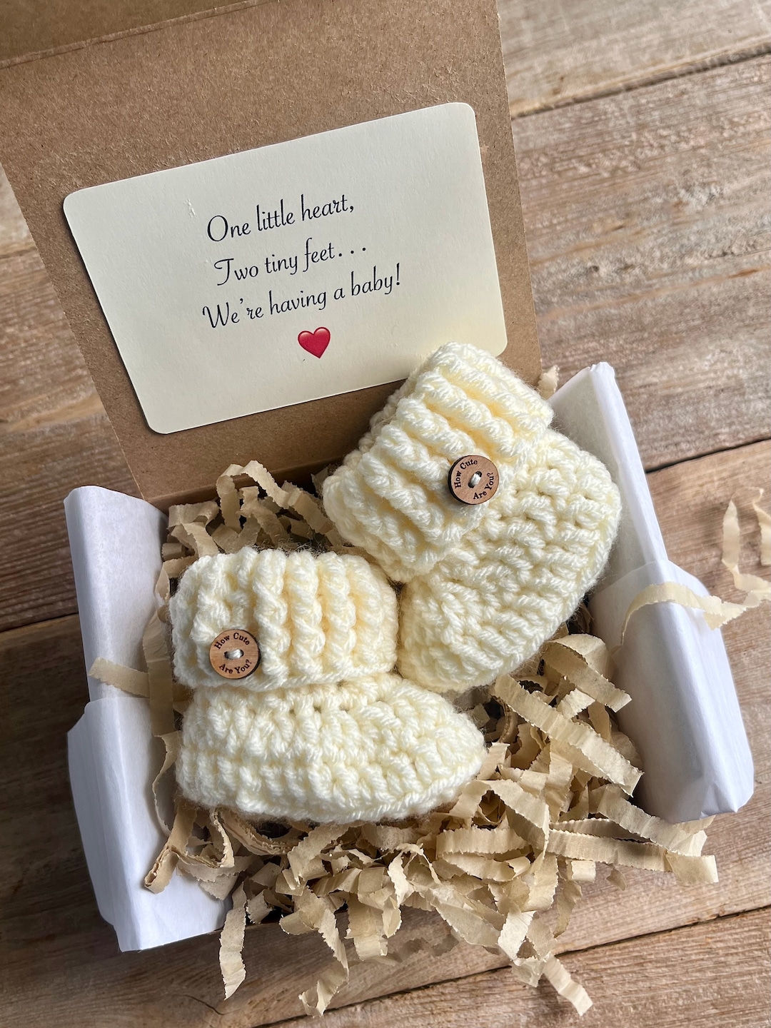 Booties in a Box®, Pregnancy Reveal, Unique Baby Announcement Gift ...