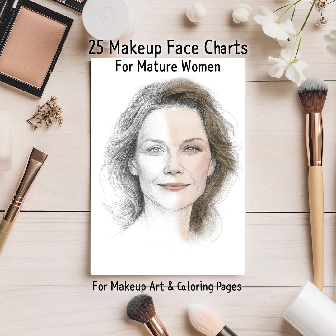 Mature Women Makeup Face Charts: Procreate & Printable Templates ...