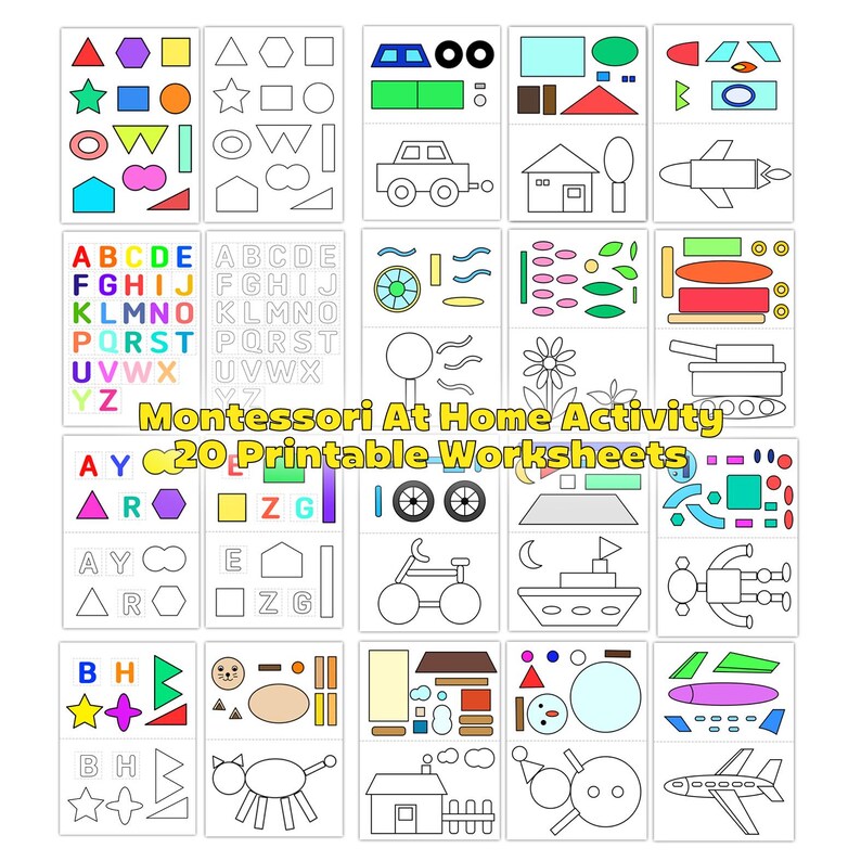 Montessori-inspired Cut and Paste Shapes Activity Bundle – 20 Pages ...