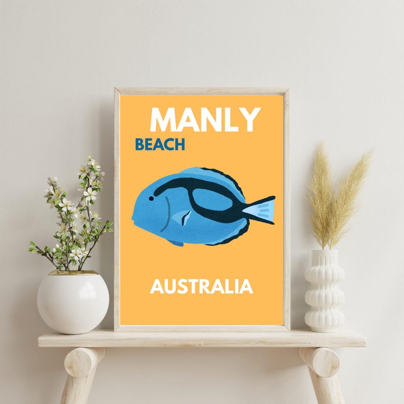 Manly Beach Poster, Sydney Wall Art Prints Digital Download, Australia ...