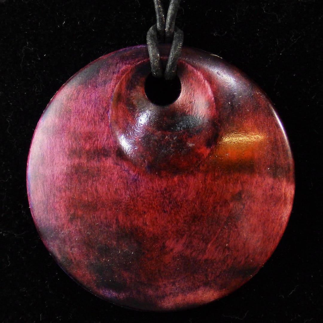 Dyed Wooden Pendant, Figured Wood, Wear Wood, Jewelry, Leather Cord - Etsy