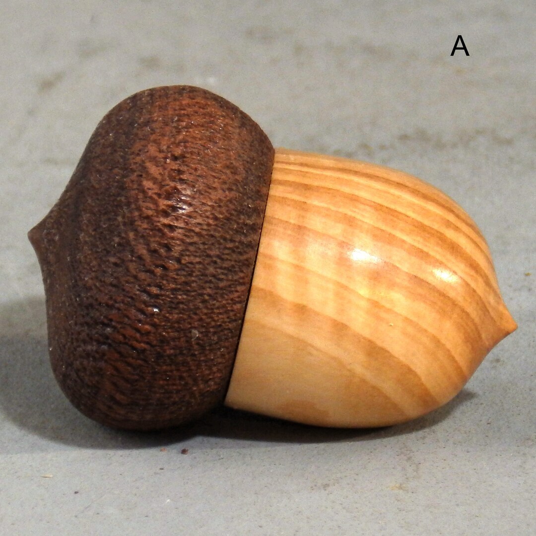 Miniature Acorn Box Black Walnut and Lilac Woods Threaded Lid for ...