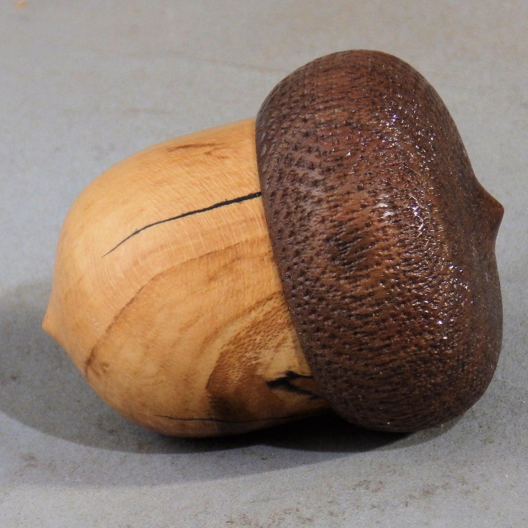 Acorn Box Turned From Black Walnut and Figured Maple Woods - Textured ...