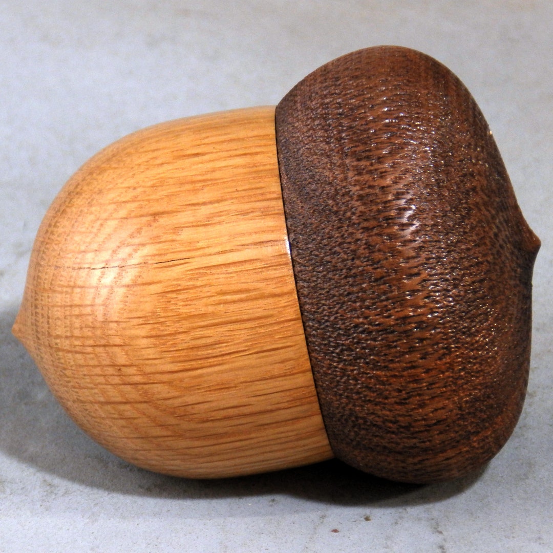 Acorn Box Turned From Black Walnut and Oak Textured, Threaded Lid for ...