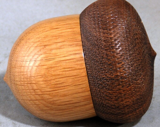 Acorn Box Turned From Black Walnut and Oak - Textured, Threaded Lid for ...