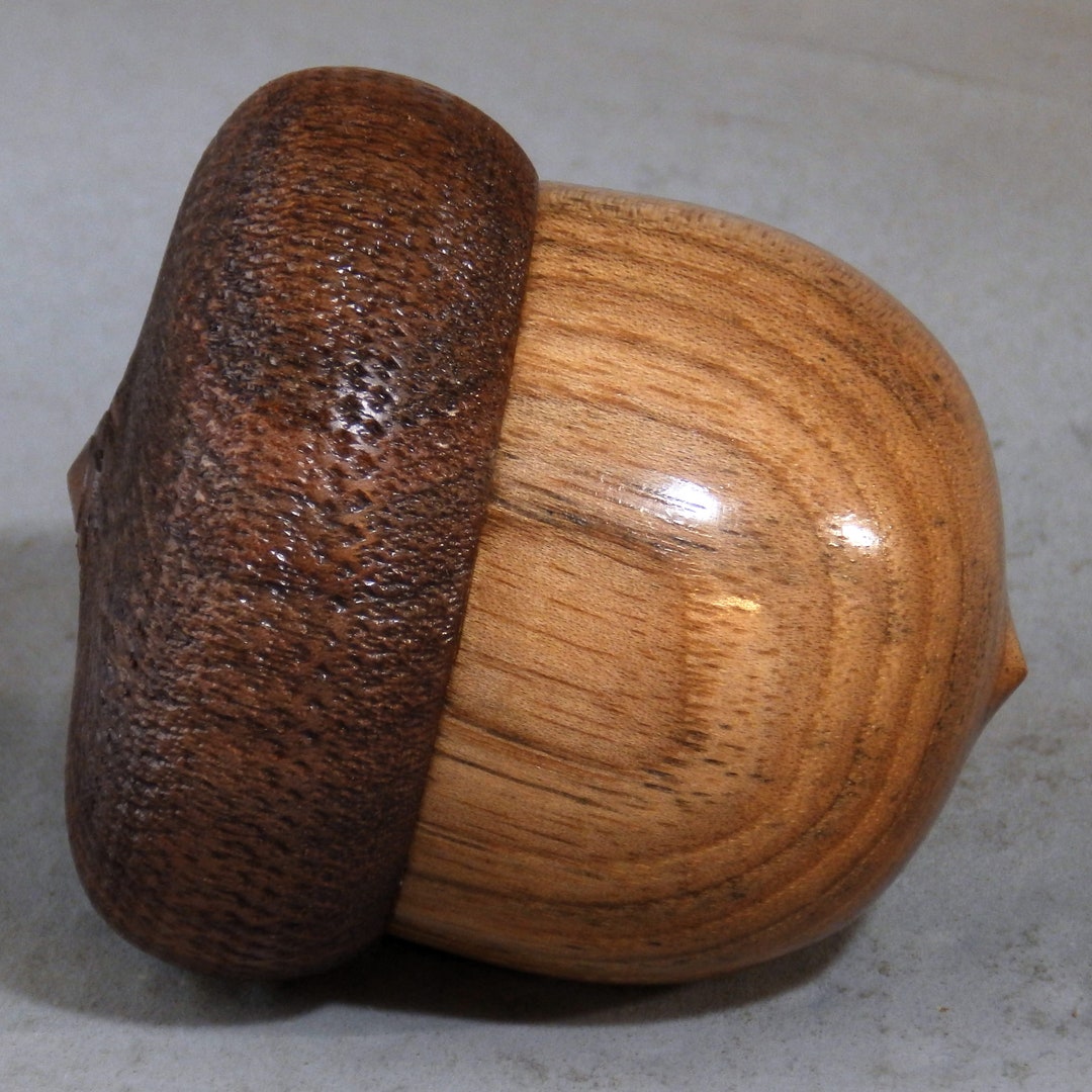Acorn Box Turned From Black Walnut and Red Elm Textured, Threaded Lid ...