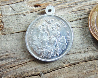 Sancta Trinitas Vintage Catholic Medal or Pendant Aluminum Metal Holy ...