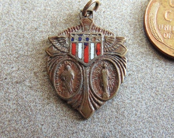Vintage Catholic Military Medal or Pendant Enamel & Metal Sacred Heart of Jesus Miraculous ...