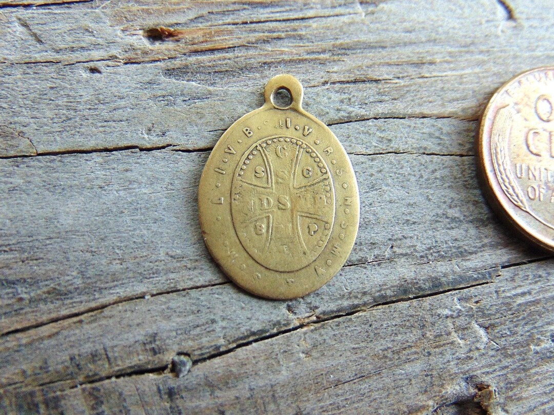 St. Benedict Antique Catholic Medal Pendant Crux S. P. Benedicti ...