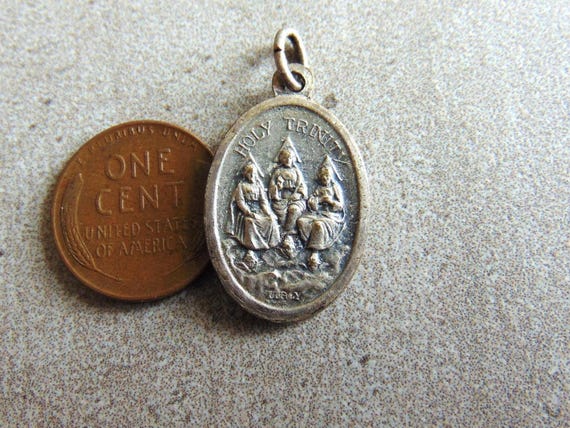 St. Pius X & Holy Trinity Vintage Catholic Medal or P… - Gem