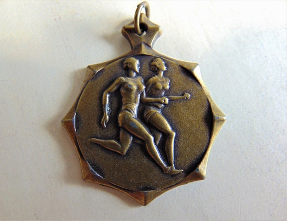 Vintage Track and Field Medal Women Girls Running Gilt - Etsy