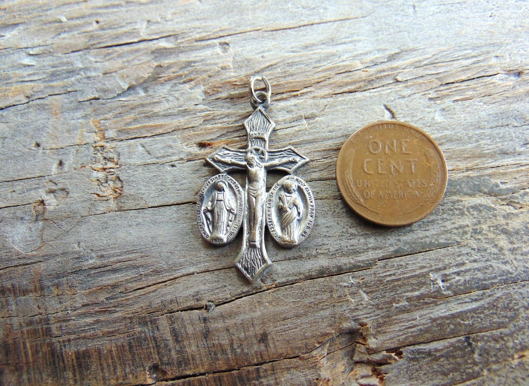 Jesus Mary Joseph Cross Vintage Catholic Medal or Pendant Crucifix JMJ ...