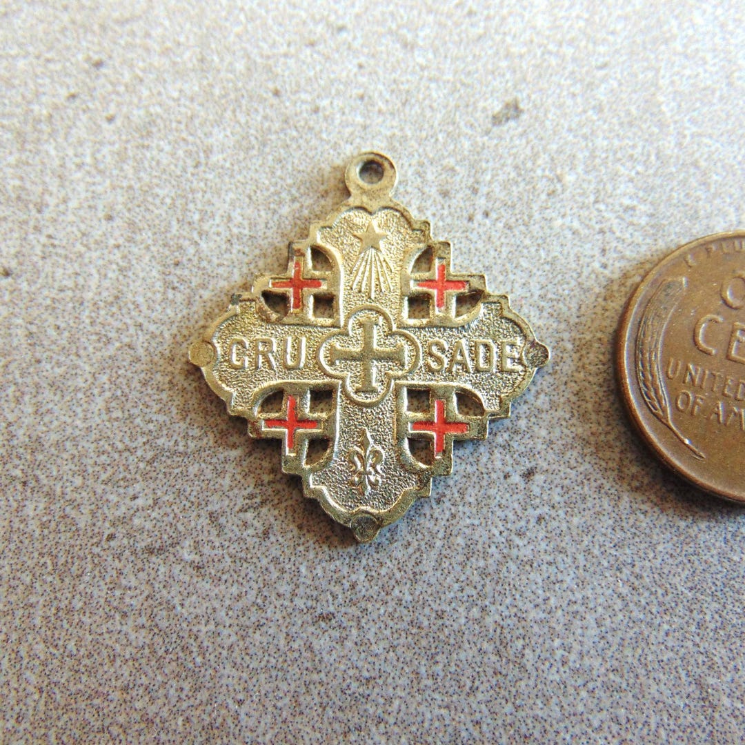 Crusade Cross God Wills It Antique Medal or Pendant Jerusalem Cross ...