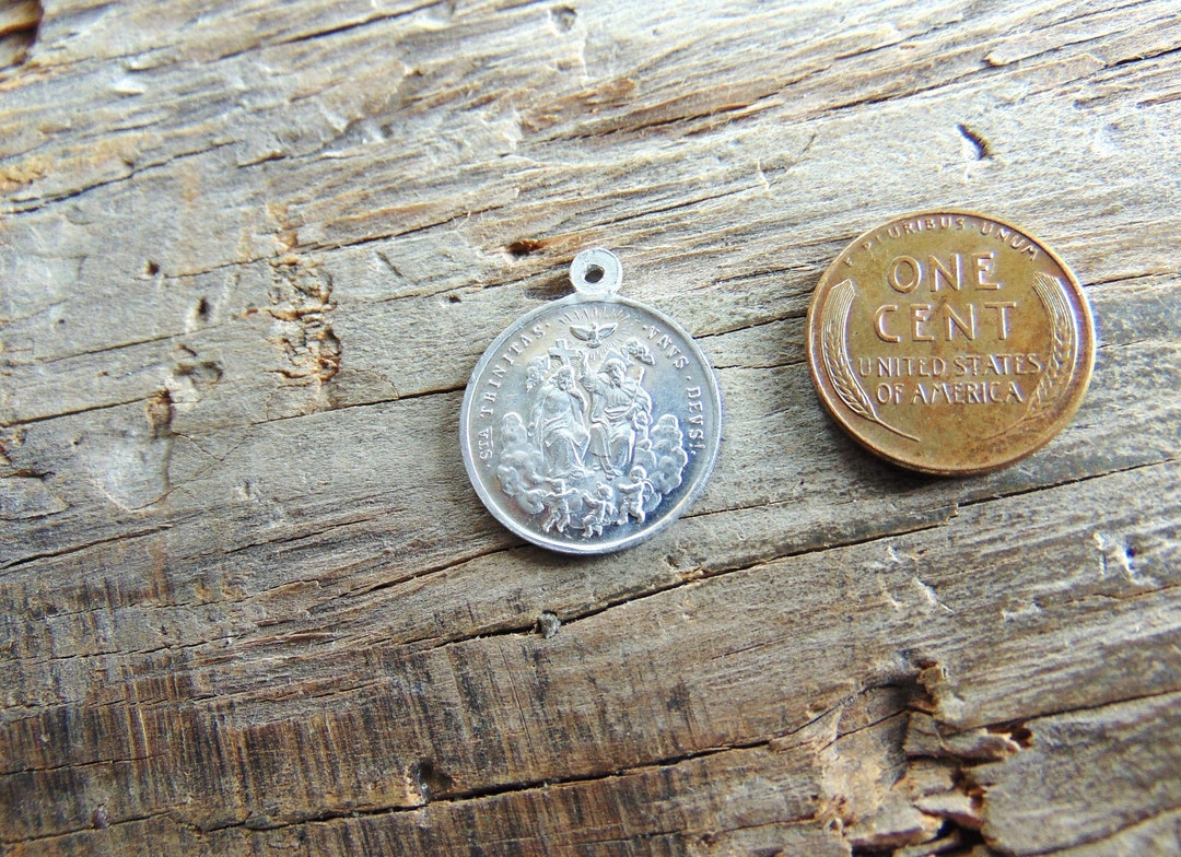 Sancta Trinitas Vintage Catholic Medal or Pendant Aluminum Metal Holy ...