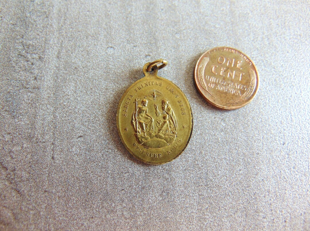 Sancta Trinitas Antique French Catholic Medal or Pendant Holy Trinity ...