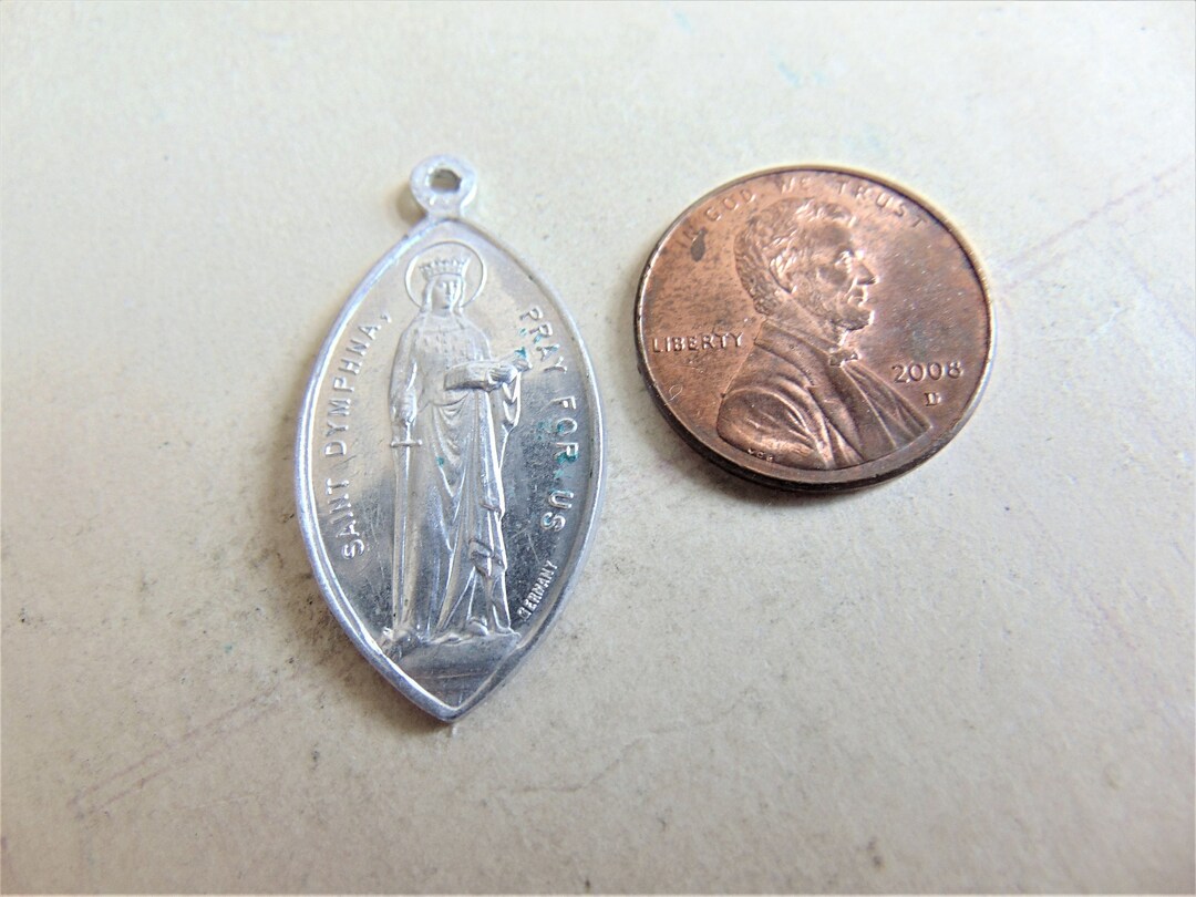 St. Dymphna & St. Gerebernus Vintage Catholic Medal or Pendant Aluminum ...