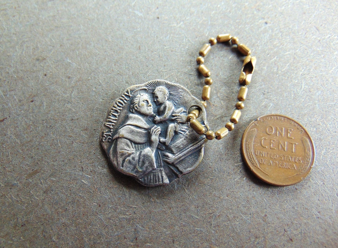 St. Anthony & St. Christopher Vintage Catholic Keychain Metal Saint ...