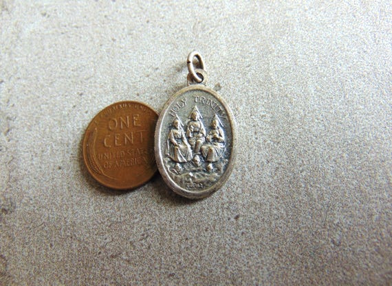 St. Pius X & Holy Trinity Vintage Catholic Medal or P… - Gem