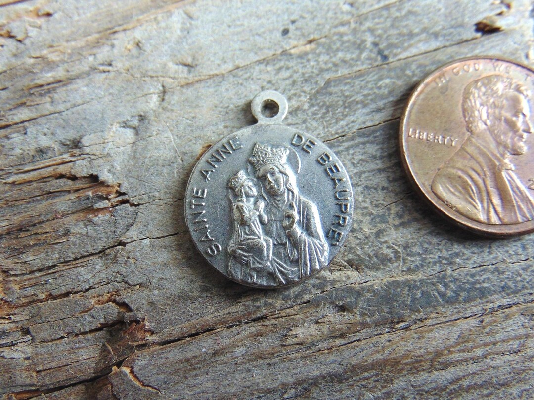 St. Anne De Beaupre Vintage Catholic Medal Saint Ann Small Metal ...