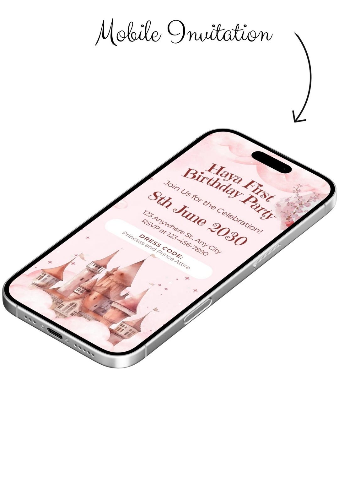 Dress Code | Pink Watercolor Illustration Castle Cute Princess Birthday ...