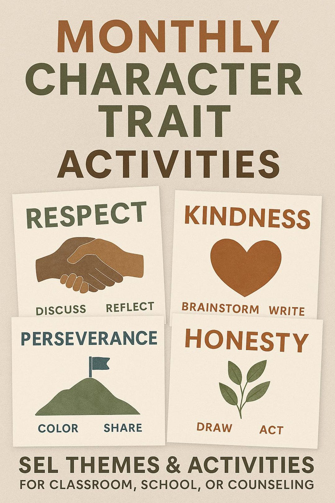 Monthly Character Trait Activities | SEL Printable for Classrooms ...