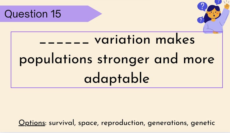 Grade 7 Science Quiz: Evolution & Natural Selection - Etsy