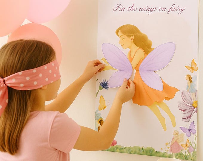 Pin the Wings on the Fairy Party Game | Fairy Birthday Printable | Girl ...