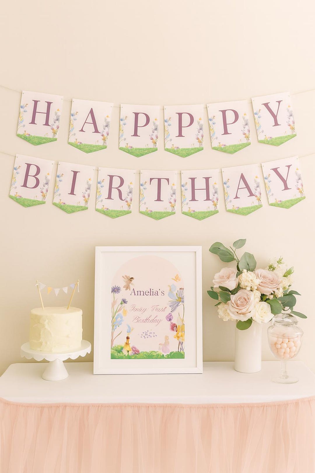 Fairy 1st Birthday Welcome Sign: Watercolor Party Decor (digital ...