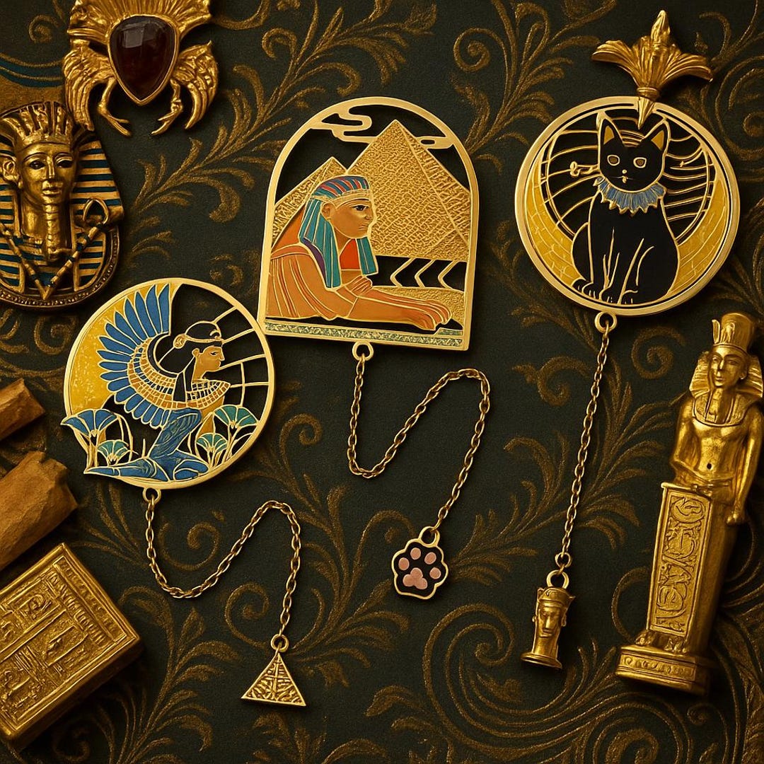 Egyptian Sphinx & Bastet Metal Bookmark: Vintage Ankh Charm - Etsy