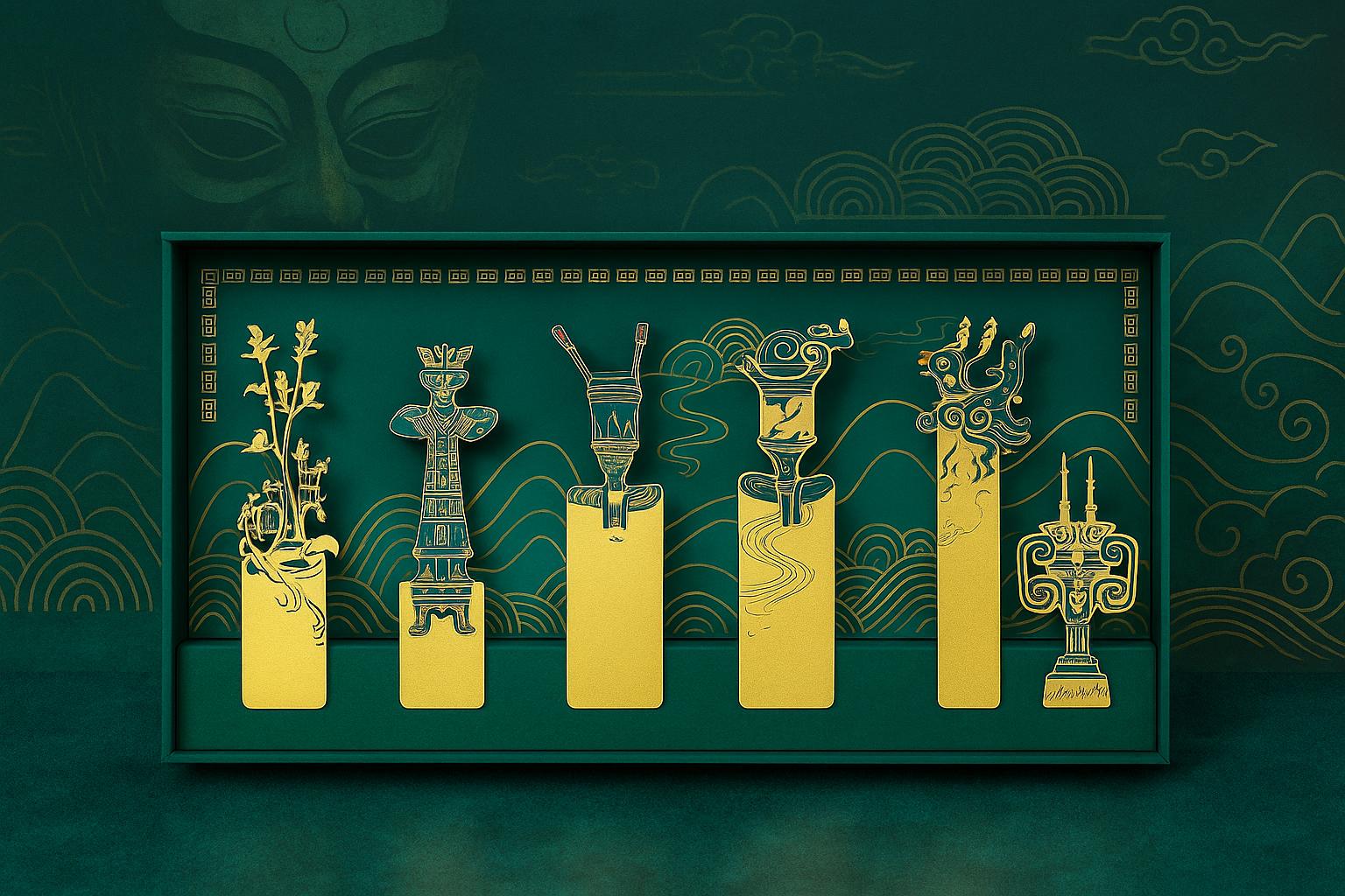 Metal Golden Hollow Bookmarks Set 5pcs/10pcs Sanxingdui Mask Theme ...