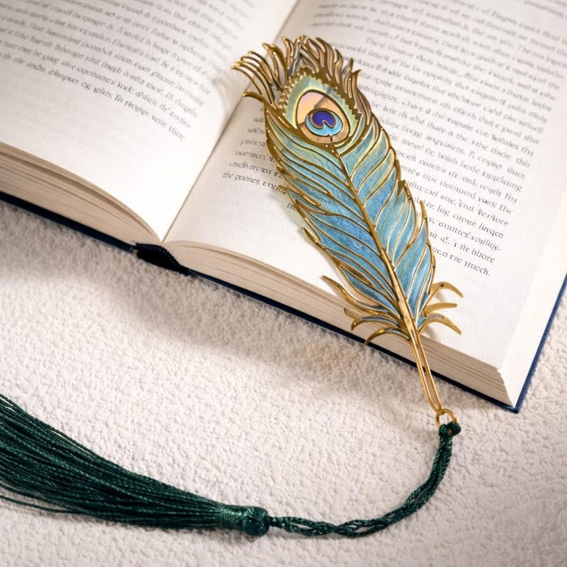 Vintage Laser-cut Peacock Feather Bookmark - Prismatic Light Effect ...