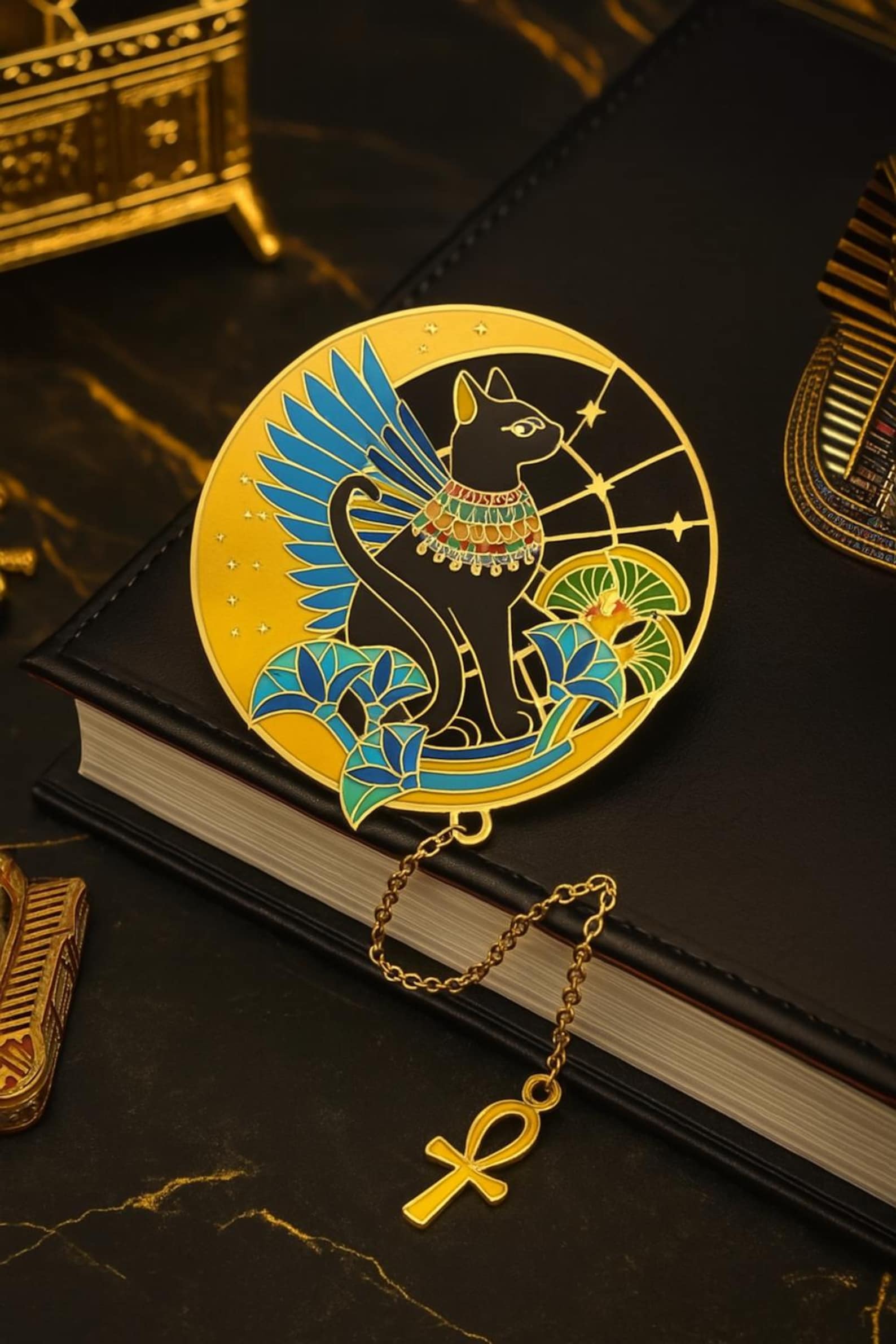 Egyptian Sphinx & Bastet Metal Bookmark: Vintage Ankh Charm - Etsy