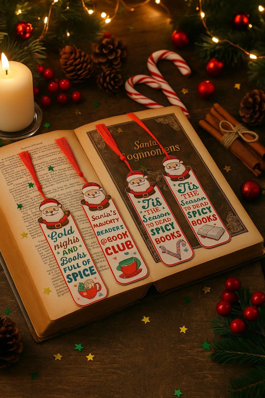 Christmas Acrylic Bookmark Santa Claus Design Festive - Etsy