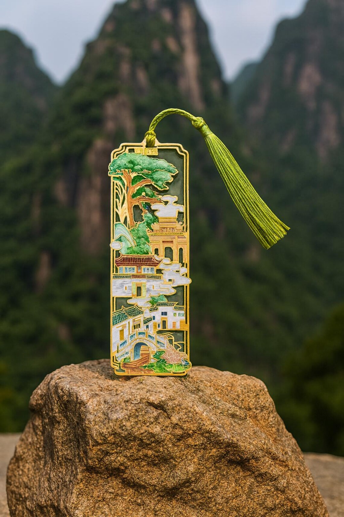 Xiamen Golden Metal Bookmark: Chinese Art With Lotus & Crane - Etsy