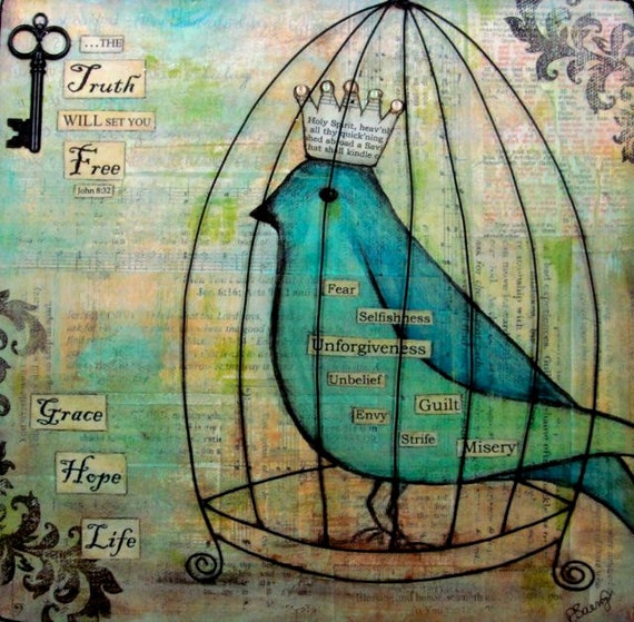 Genade Hoop Leven Johannes 8:32 Mixed Media Print op - Etsy Nederland
